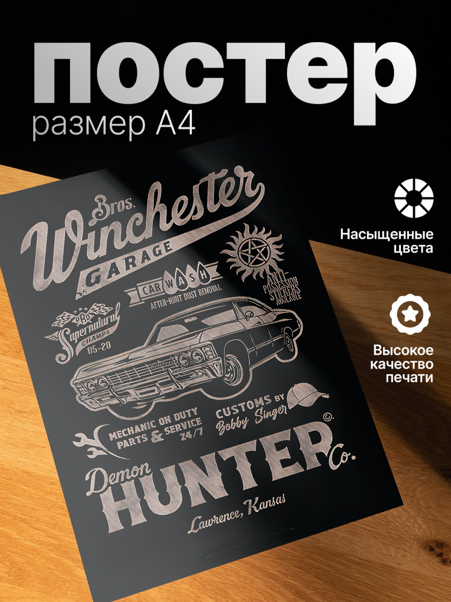 Постер ZEKEKS Сверхъестественное, на стену, без рамы, 29x21 см, цифровая печать