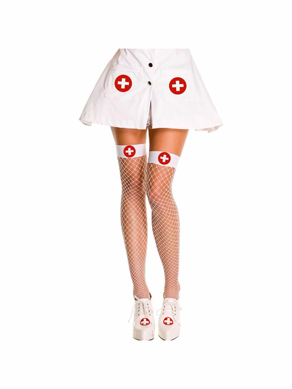Чулки сетчатые для медсестры, Белый