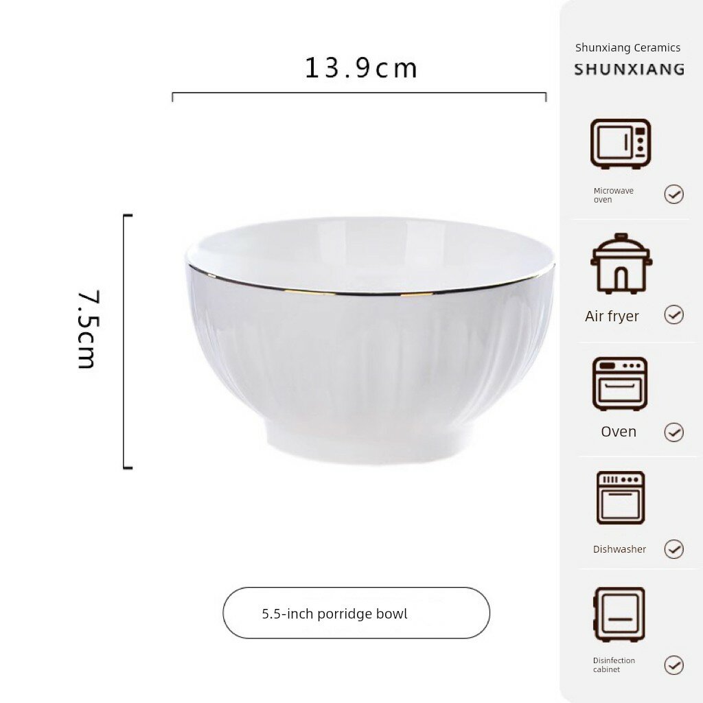 Керамическая посуда Shunxiang в китайском стиле, высококачественная, в стиле лёгкой роскоши, с золотой окантовкой, для