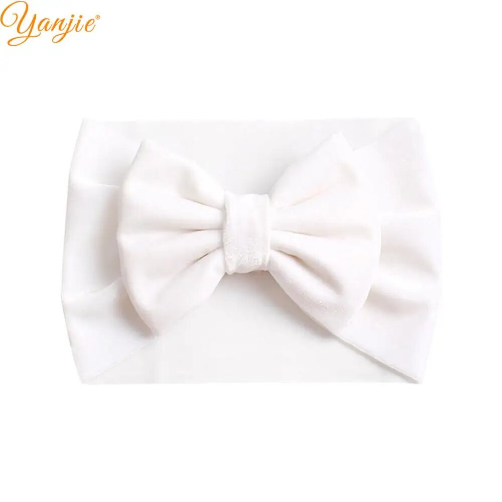 Lanmerry Бархатная повязка на голову с бантом для девочек Белый, white