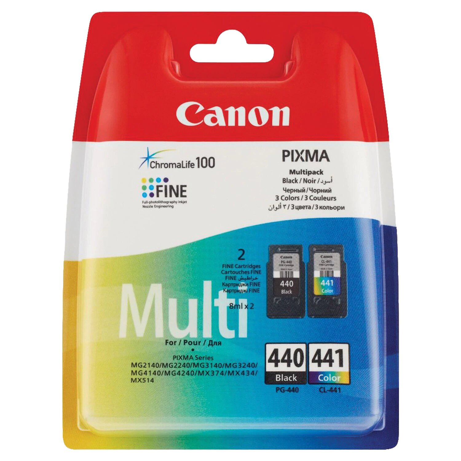 Картридж струйный CANON (PG-440/CL-441) PIXMA MG2140/MG3140, оригинальный комплект 2 цвета, 180 страниц