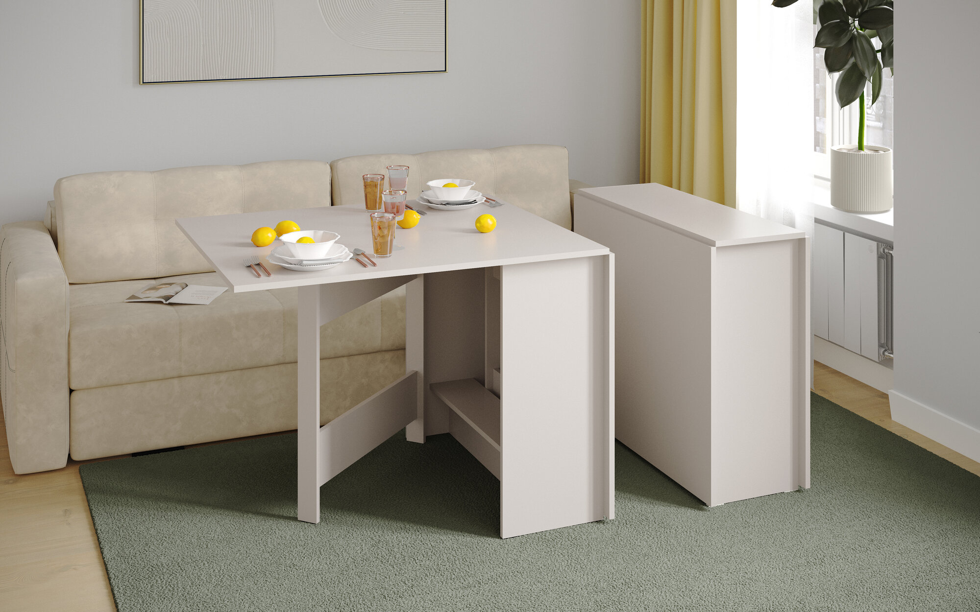 Стол-книжка (850*750*340) деревянный для гостиной 75х85х34/102/174 см, цвет исполнения кашемир