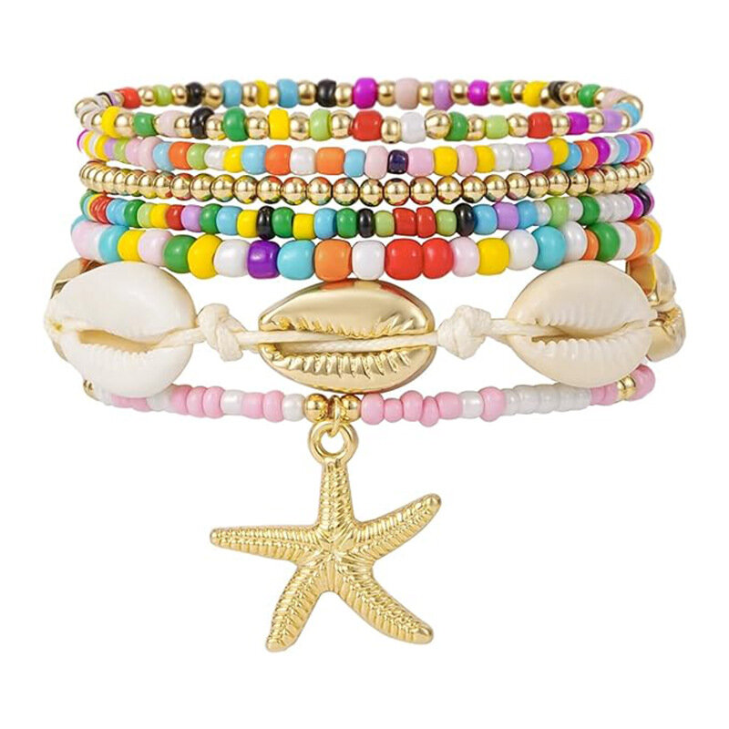 YMНабор браслетов Ракушник Звезда Жемчуг Бохо Пляж Удача