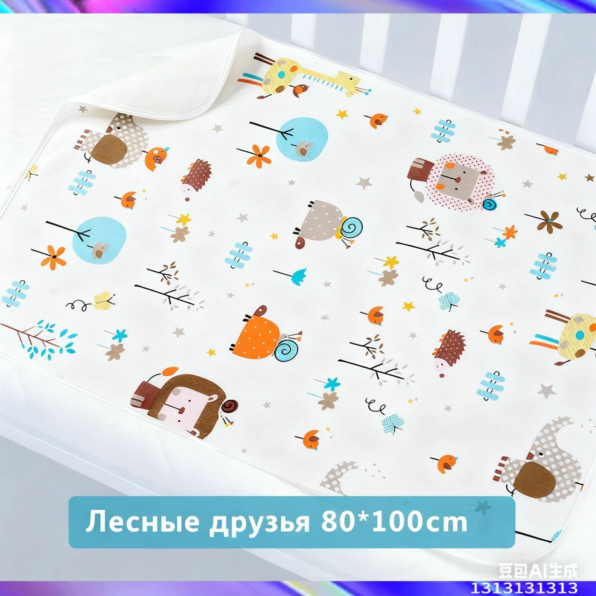 Многоразовая впитывающая пеленка Трусишка с эксклюзивным принтом Строительные машины выполнена из хлопка и бамбука с мембраной, имеет двустороннее исполнение и размеры 80 на 100 см