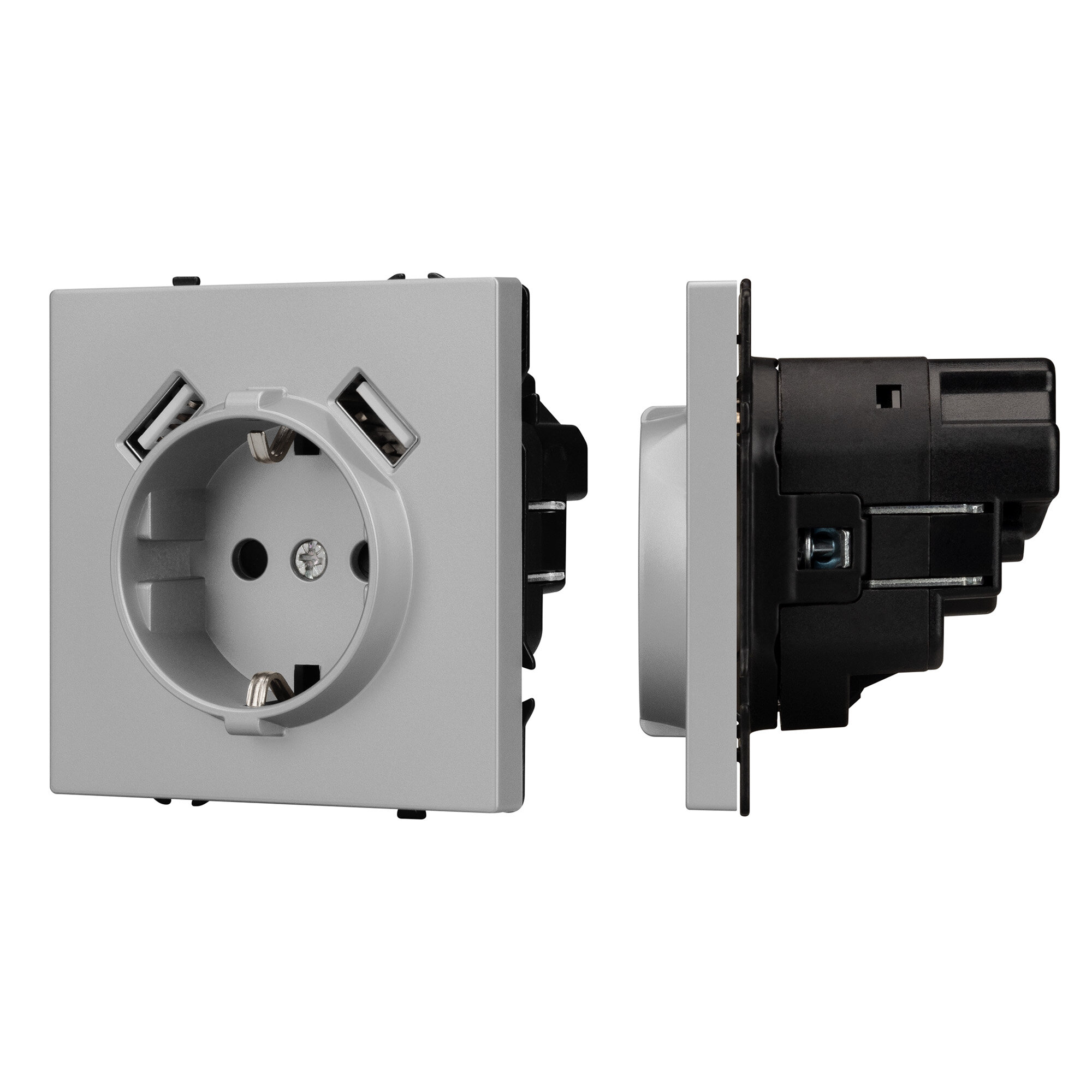 Механизм розетки с USB зарядкой SCT-NOBE-MUAA-SFPL-IS (230V, 16A) (Arlight, Никель) 059443