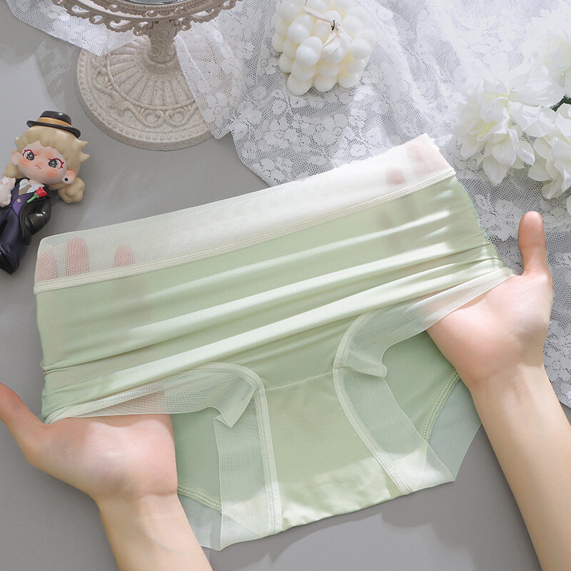 Летние новые высокие ультратонкие почти невидимые трусики из ледяного шелка для женщин, бесшовные, комфортные, дружелюбные к коже, дышащие женские трусы