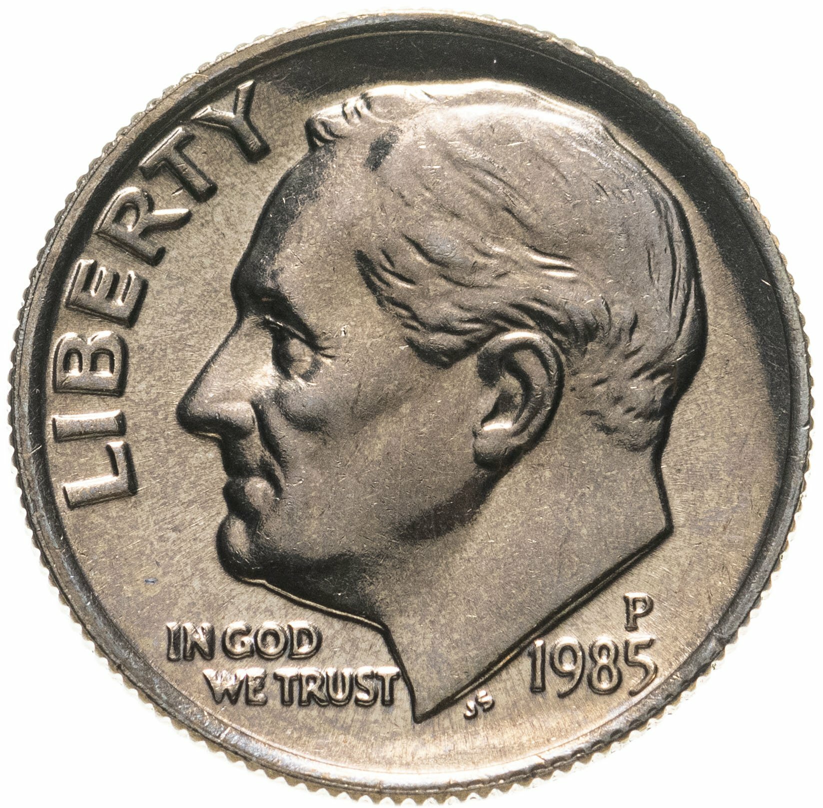 США 10 центов one dime 1985 P "Roosevelt Dime" наборная, Мельхиор медь-никель, в сохранности UNC