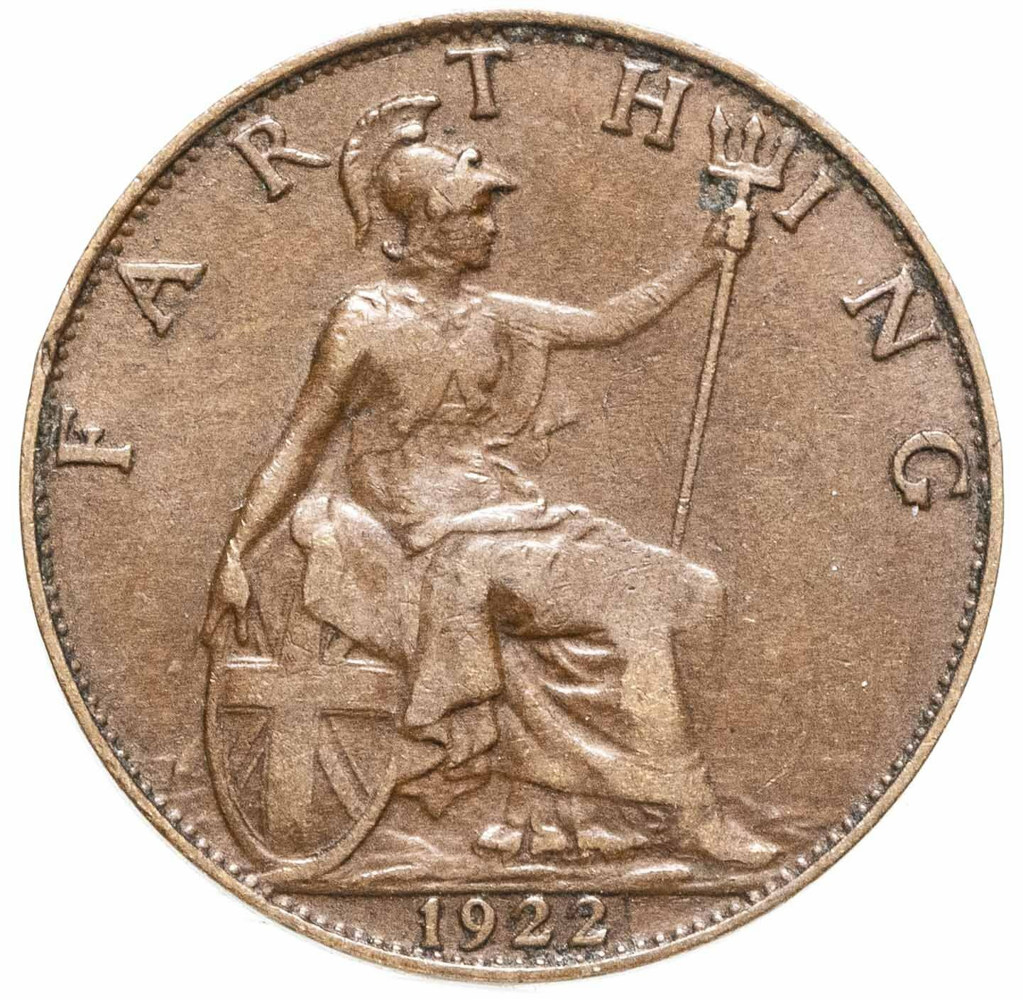 Великобритания 1 фартинг 1922, Бронза, в сохранности XF