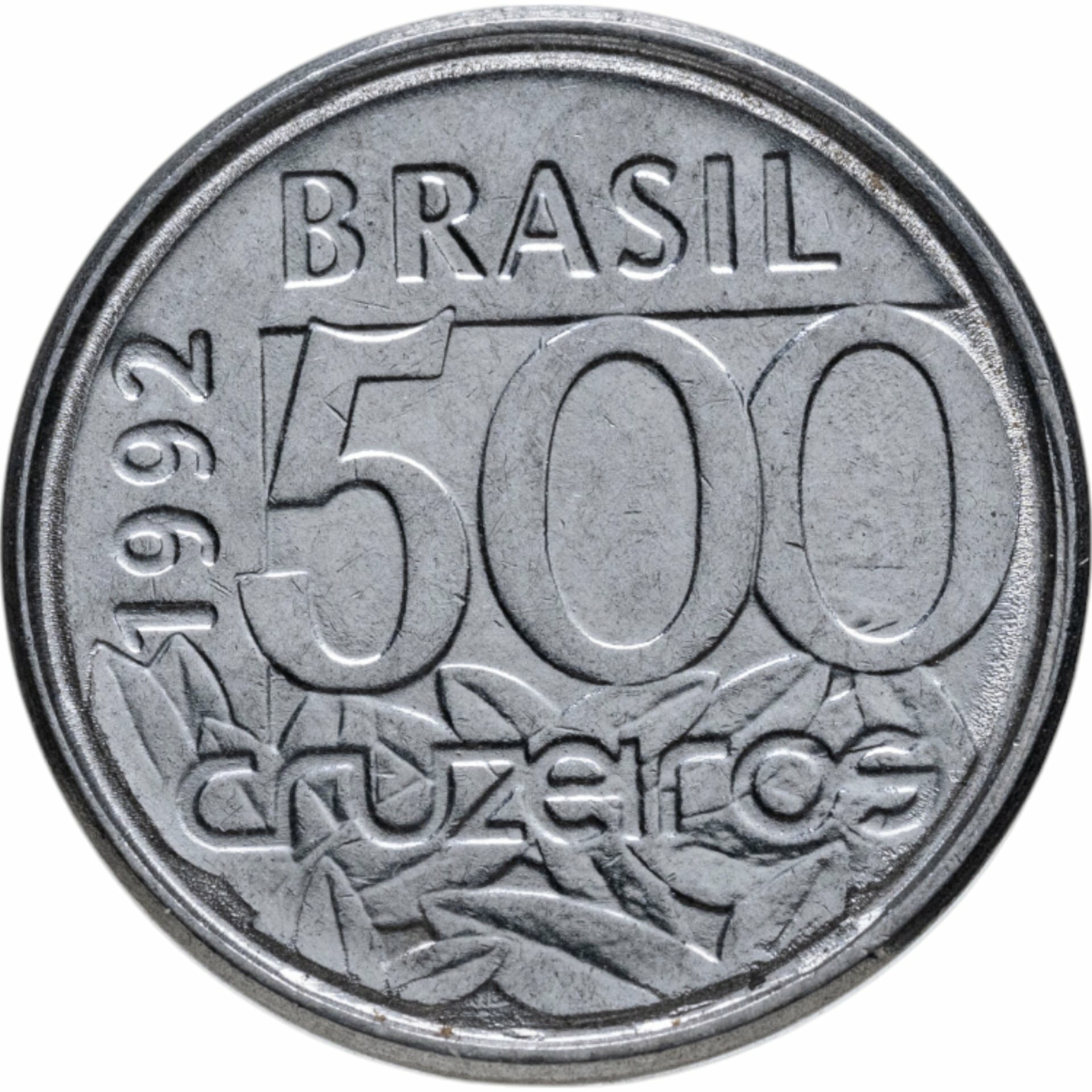 Бразилия 500 крузейро cruzeiros 1992, Сталь, в сохранности UNC
