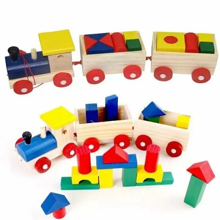 Развивающие игрушки от 2 лет - Паровозик игрушка и кубики деревянные детские - Развивающие игры для детей от 2 лет