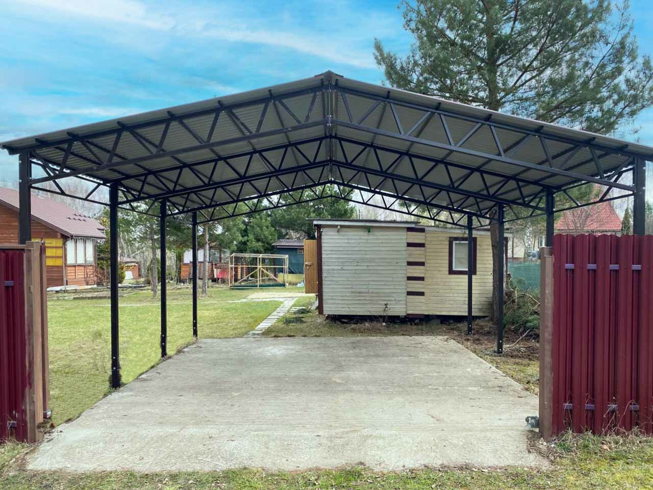 Навес сборный автомобильный Комфорт+ 5,5x6, металл, профлист/поликарбонат