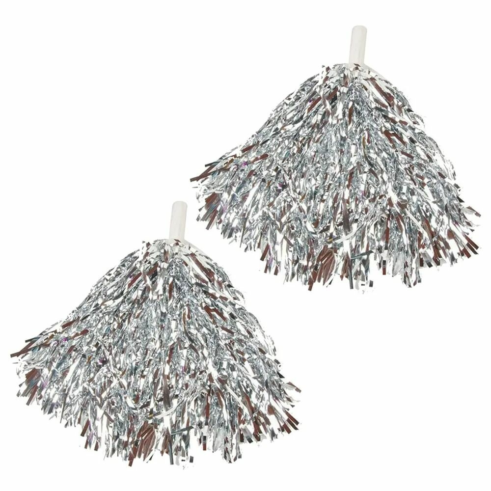 Металлические помпоны для чирлидинга (2 шт.) Атмосферные помпоны с противоскользящей ручкой. Для спортивных мероприятий и танцев