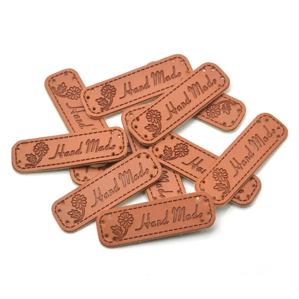 Этикетки из искусственной кожи "Hand Made", No.9, 4.7x1.5 см, 30 шт.