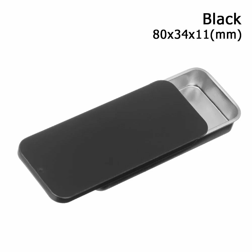 Металлическая прямоугольная пустая коробка Черный, black 8x3.4x1.1cm