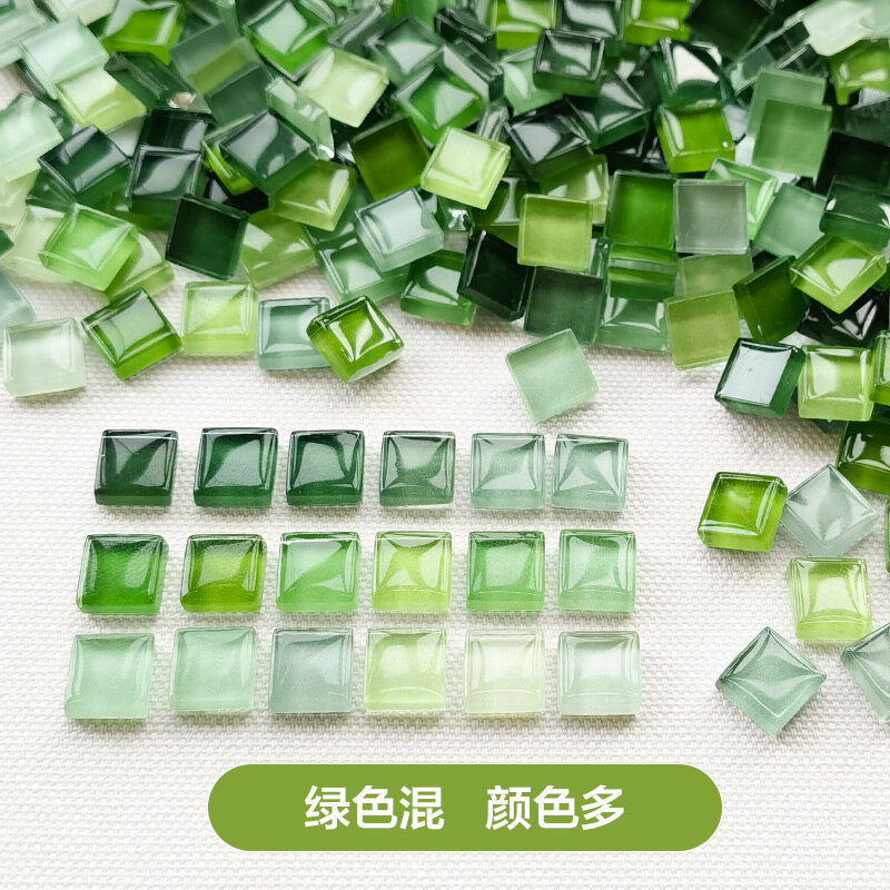450 шт 400 г DIY керамическая мозаичная стеклянная плитка, ручная работа настенная технология цветной хрустальный декоративный материал，флуоресцентно-зелёная смесь
