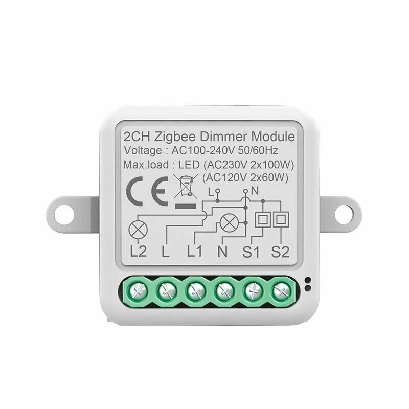 Zigbee Dimmer Switch Module App Дистанционное управление шторным переключателем работает с Alexa Google Home 2 Gang Switch