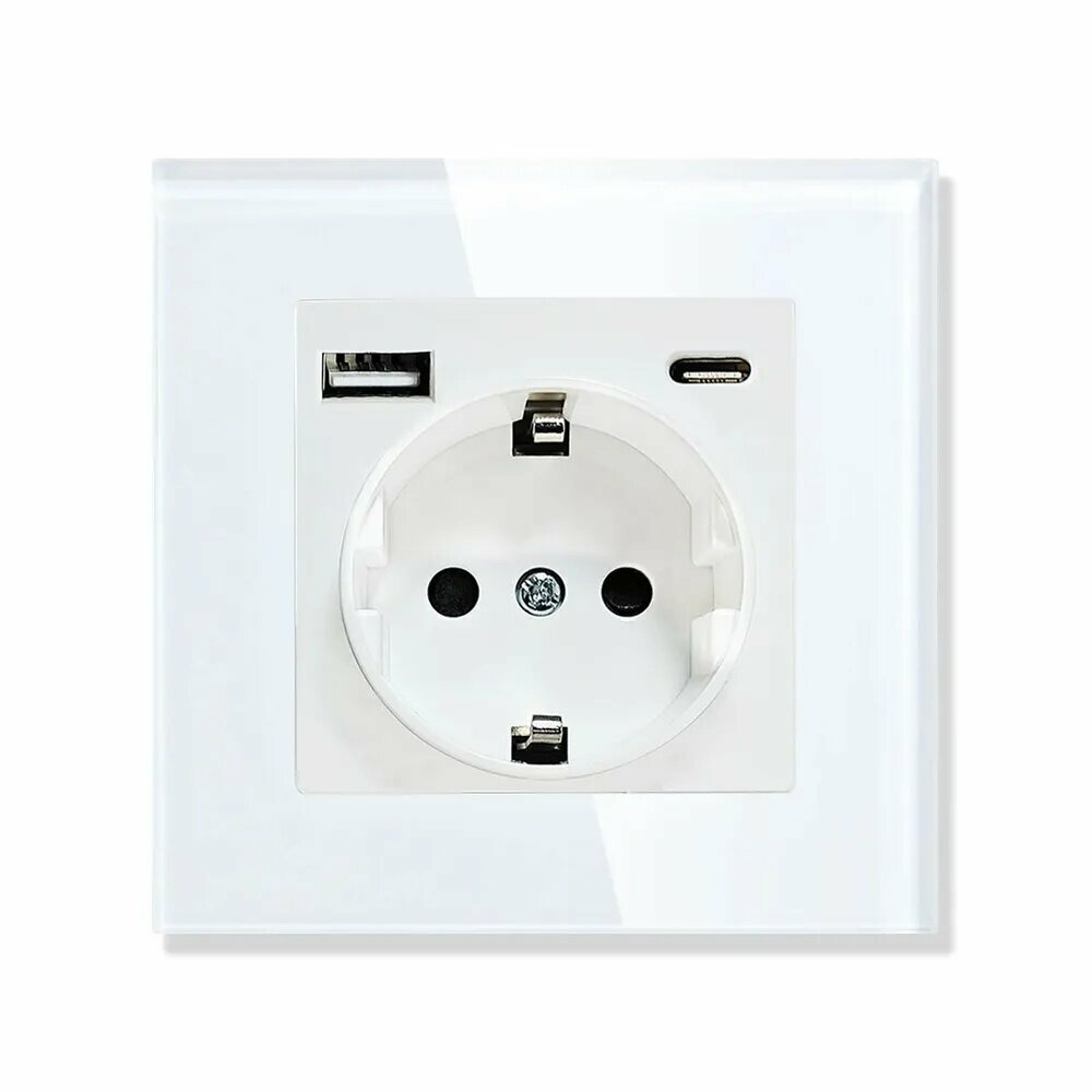 Розетка одинарная белая с USB разъемом