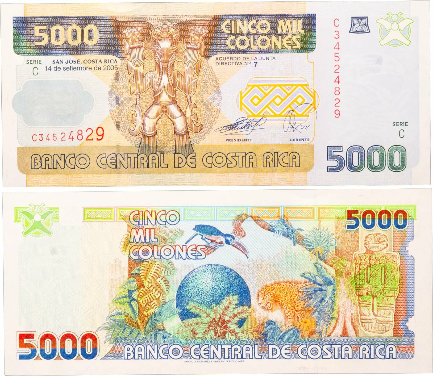 Коста Рика 5000 колон 2005 года P-268Ab