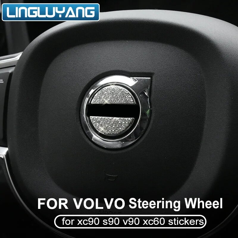 Для Volvo XC60 S90 XC90 v90 s60 v60 metal + стразы отделка для рулевого колеса декоративная наклейка 2 шт. аксессуары для стайлинга автомобиля