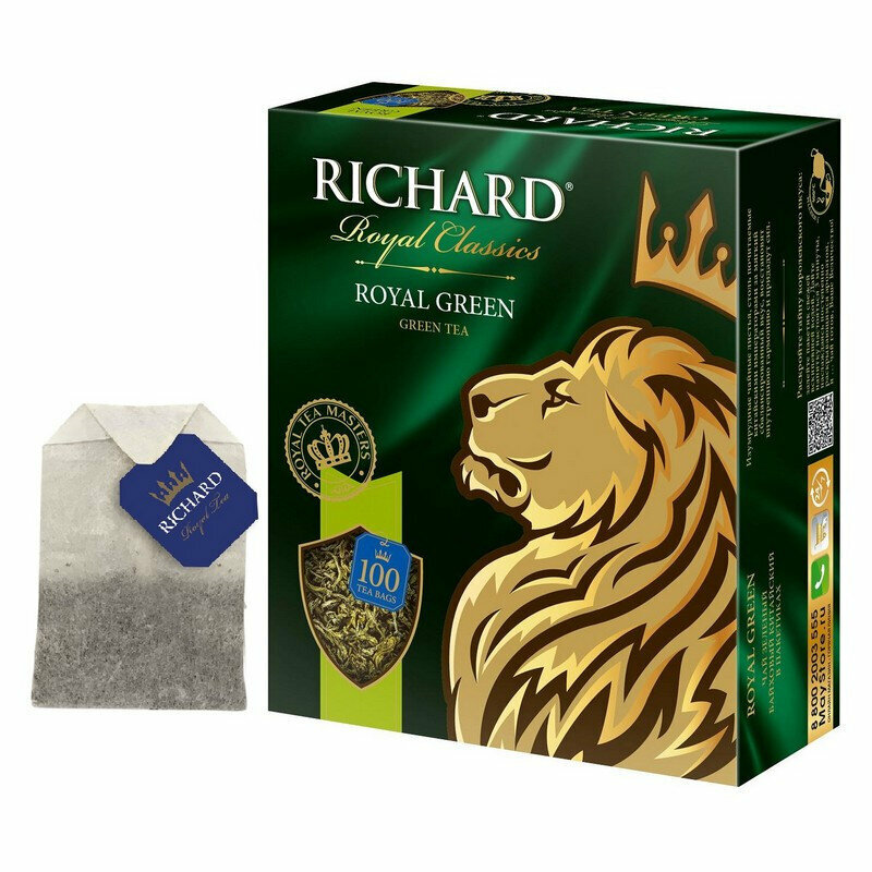 Чай Richard Royal Green зеленый, 100 пакетиков, 972463