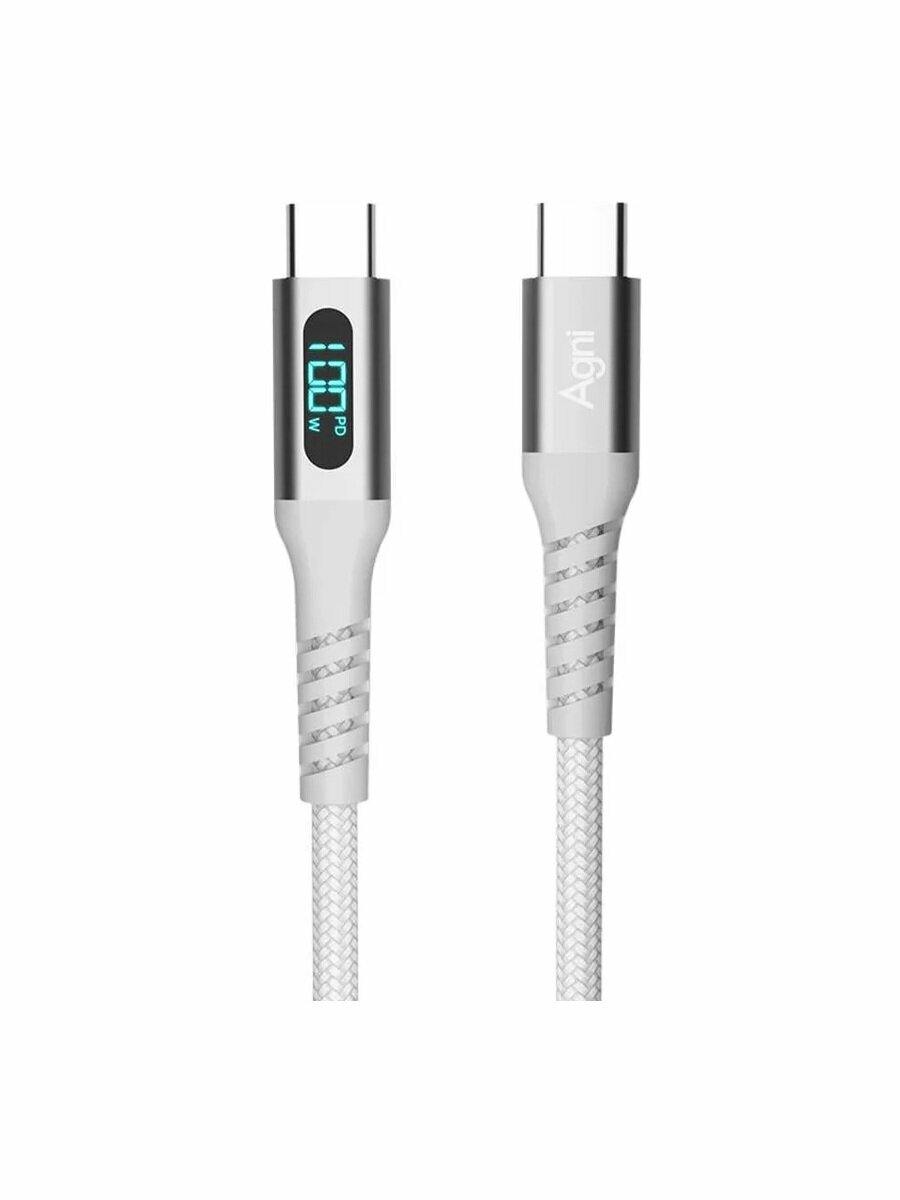 Кабель для зарядки AGNI UC423-24-100W-CC-LED-white белый, LED дисплей