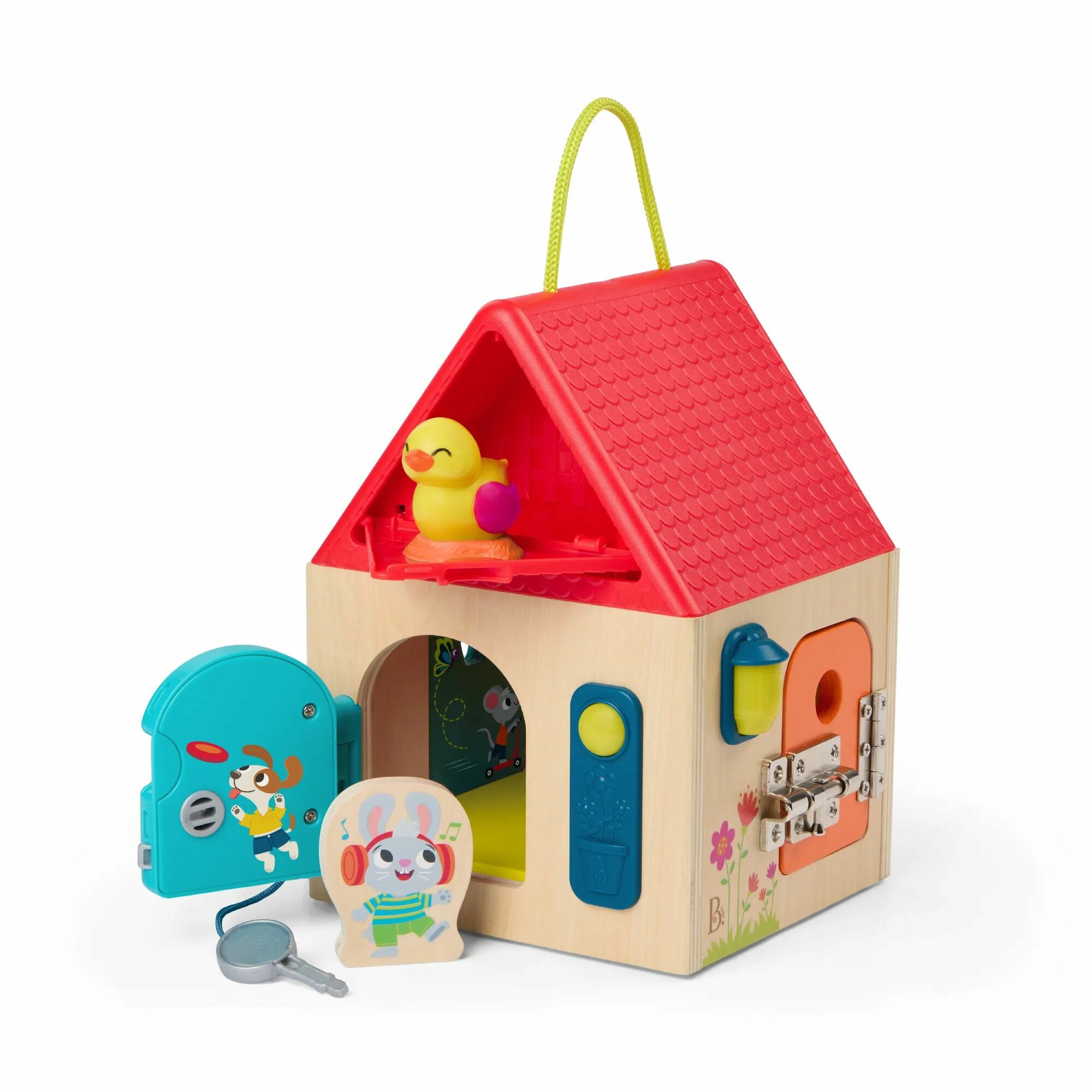 Развивающая игрушка B.Toys - Деревянный игровой бизиборд-домик Unlock & Learn Box, 3+ лет. - Би. Тойс BX2416Z