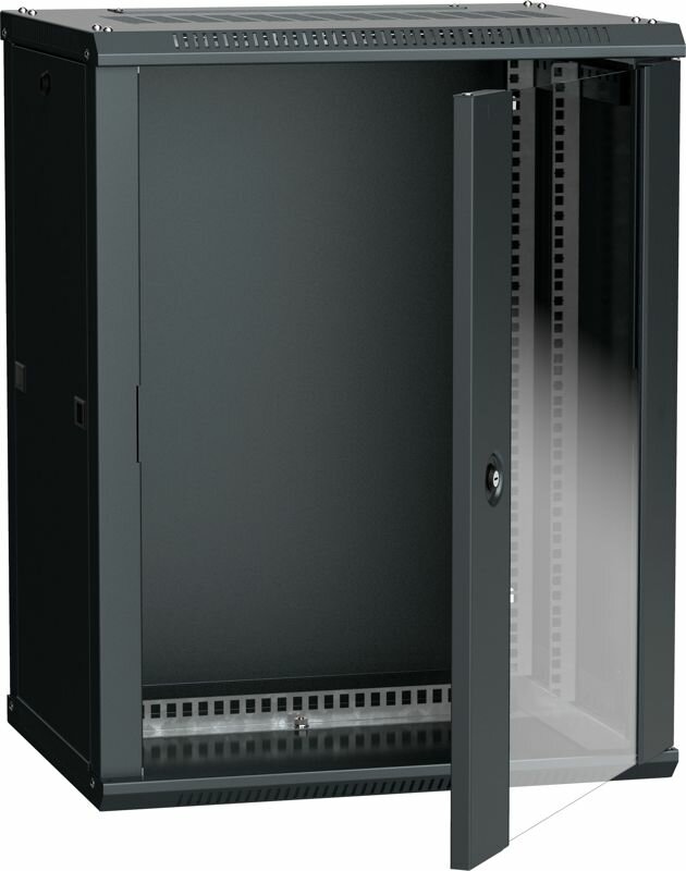Шкаф 19дюйм LINEA W 15U 600х450мм настен. стекл. дверь RAL9005 ITK LWR5-15U64-GF