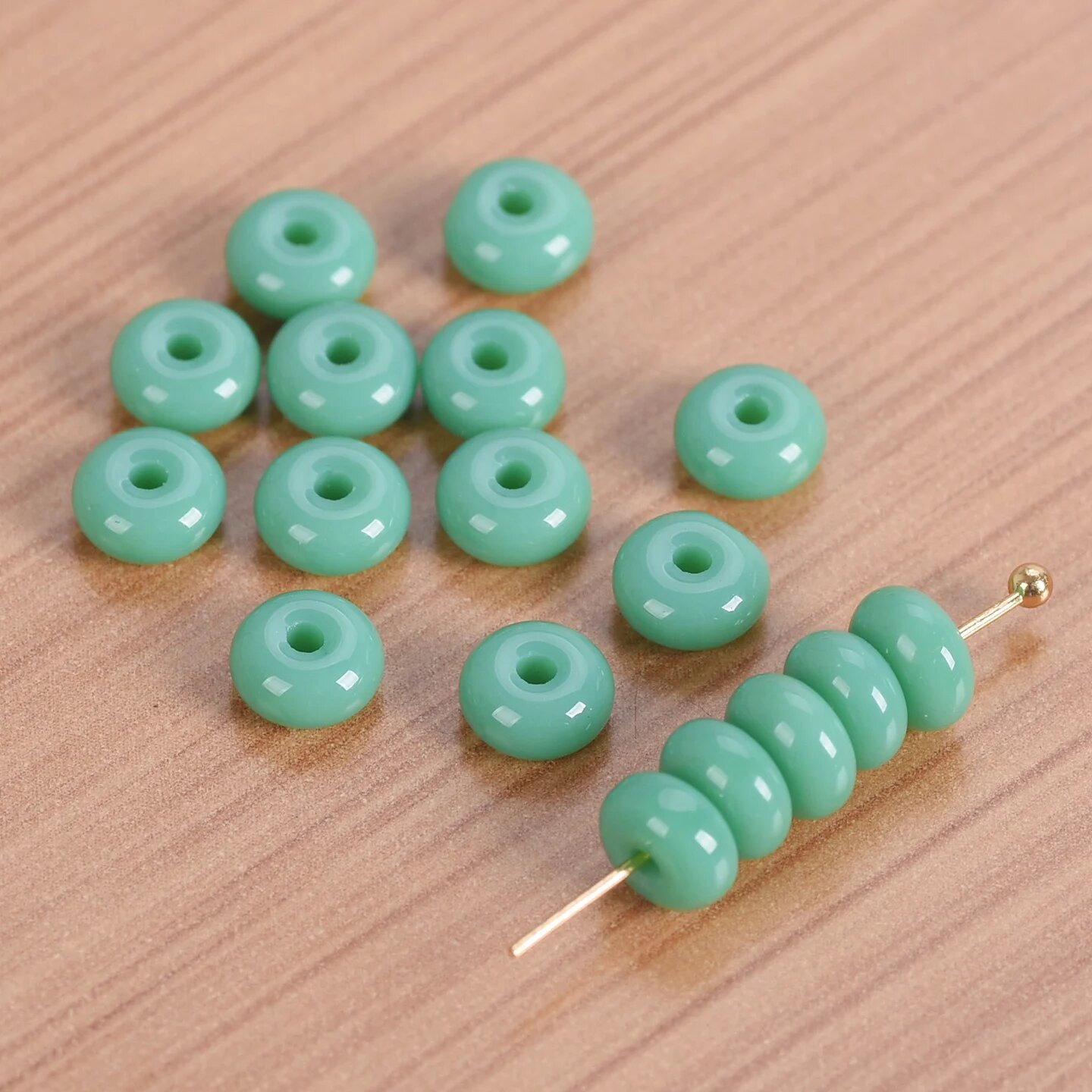 Бусины-рондели Dreamzeal из хрустального стекла 50 шт. Изумрудный, Opaque Peacock Green