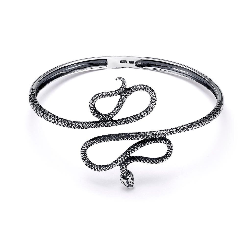 Браслет, серебро, 925 проба, оксидирование