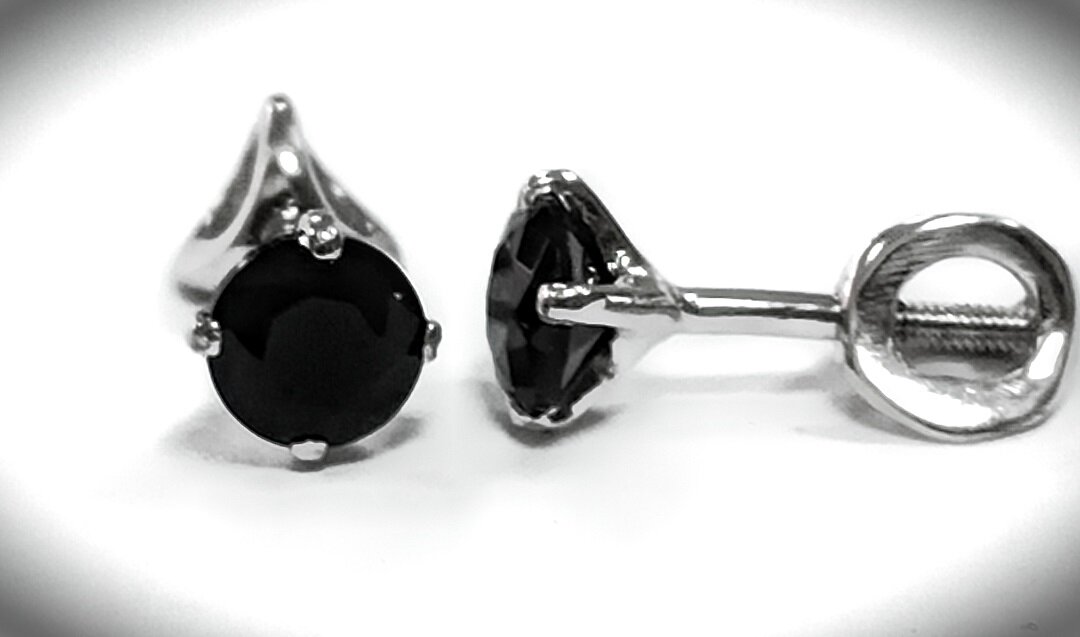 Серьги пусеты, серебро, 925 проба, родирование, шпинель