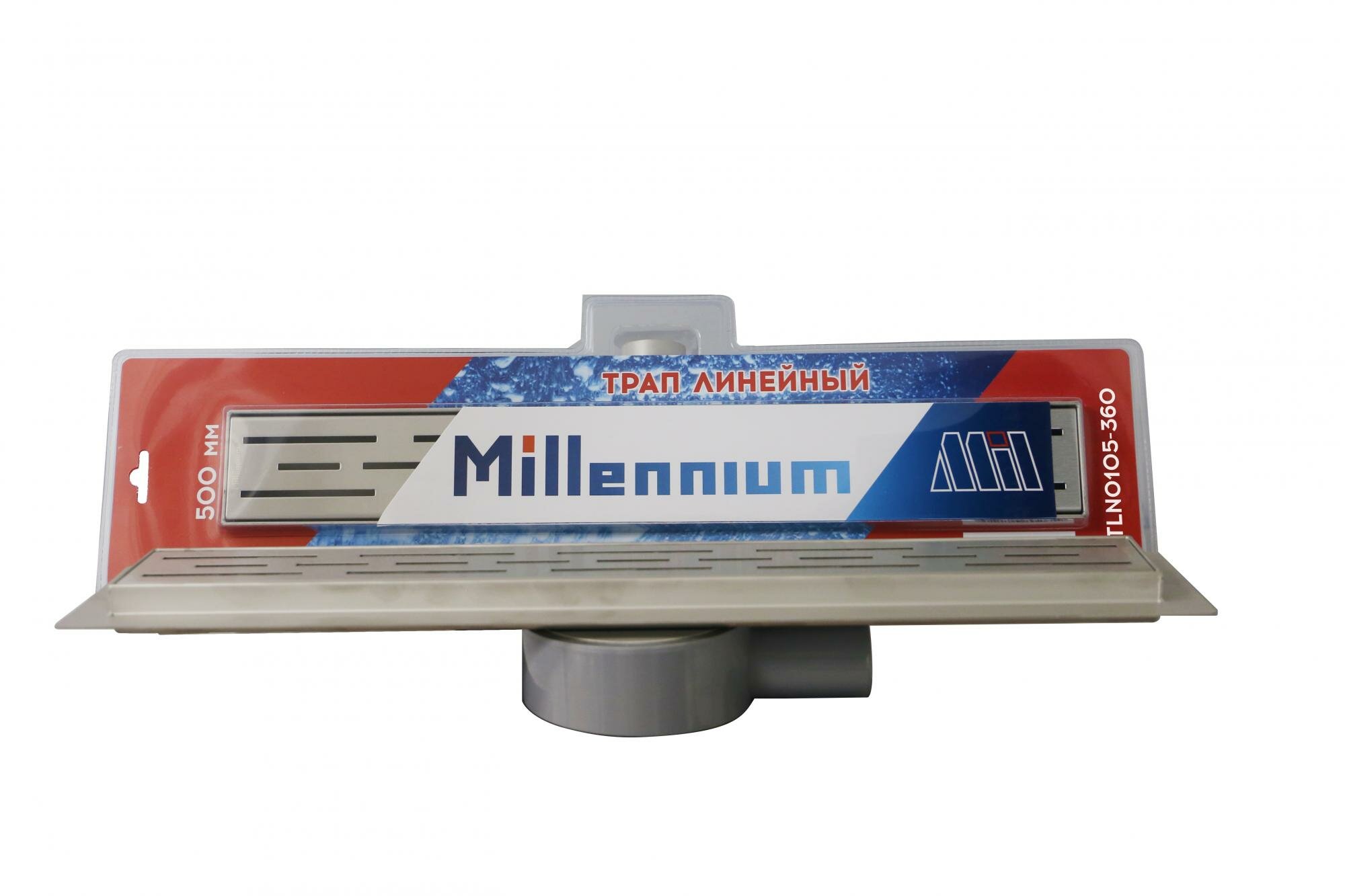 Душевой лоток Millennium TLN0106-360 60 см (решётка Base 01) поворотный сифон. Нержавеющая сталь. Сухой и гидрозатвором