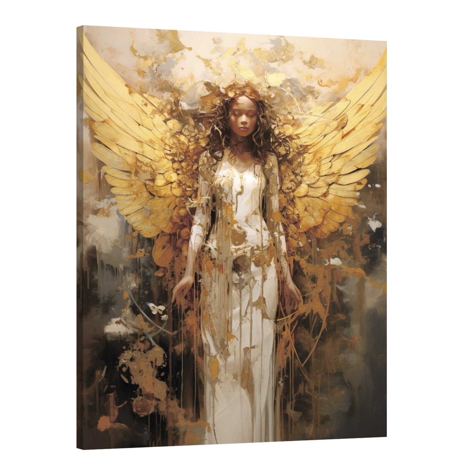 Интерьерная картина 50х70 "Ангел в золотых одеждах"