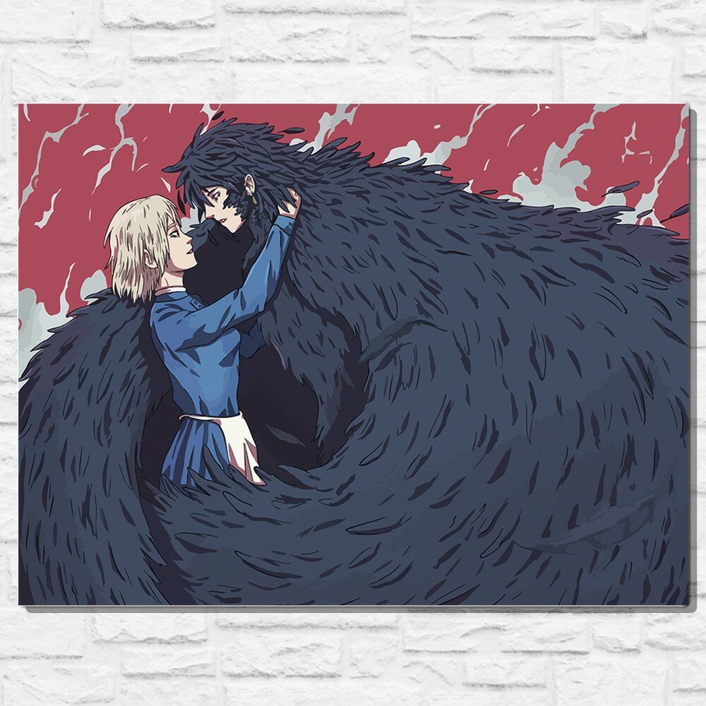 Картина по номерам на холсте аниме Ходячий замок Хаула ( Миядзаки) - 13722 Г 80x60