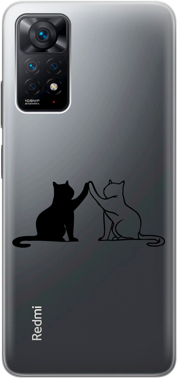 Силиконовый чехол на Xiaomi Redmi Note 11 Pro, Сяоми Редми Ноут 11 Про с 3D принтом "Cats" прозрачный