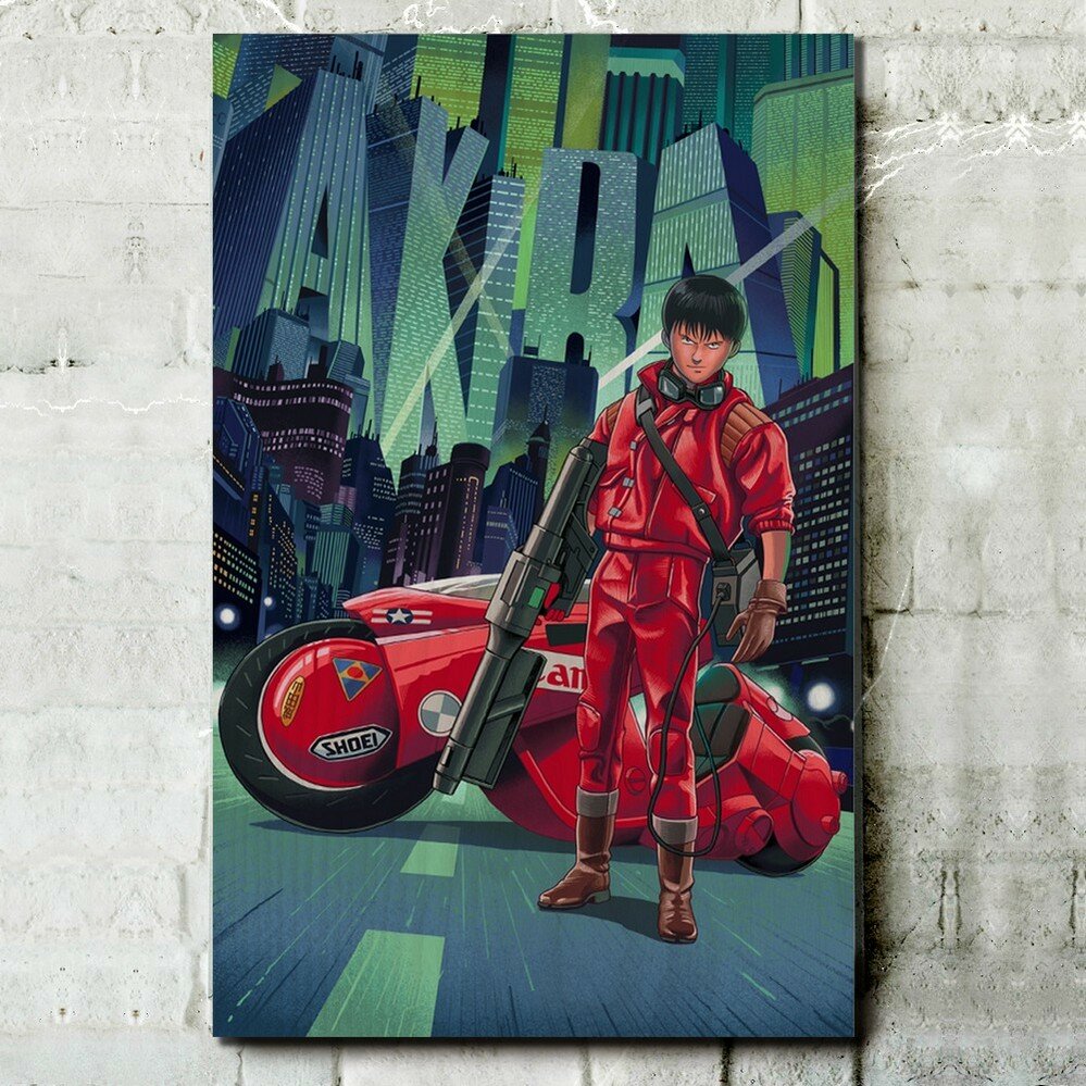 Картина интерьерная на дереве аниме Акира (Akira, Шотаро Канеда, мотоцикл, байк) - 14317 В