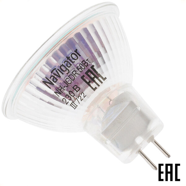 Лампа 50Вт 94206 NH-JCDR-50-230V-GU5.3 MR16 галогенная с отражателем тёплый белыйсвет (Navigator) (6 шт. в комплекте)