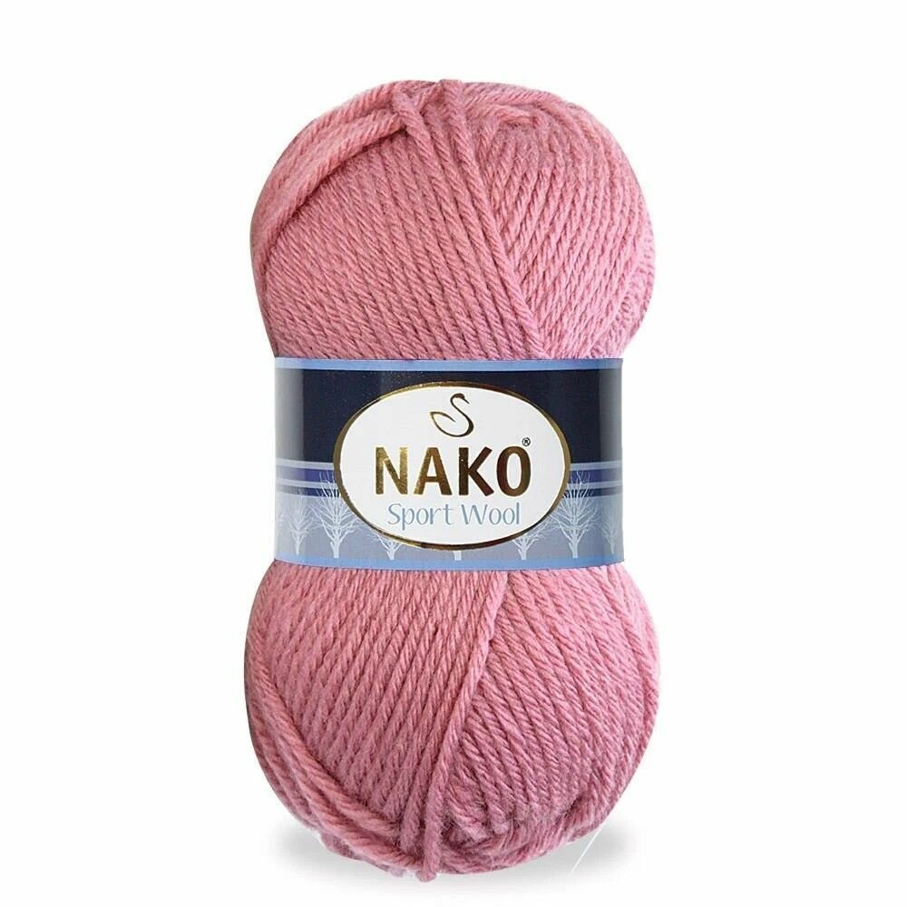Пряжа Sport wool Nako, розовый - 2276, 25% шерсть, 75% премиум акрил, 5 мотков, 100 г, 120 м.