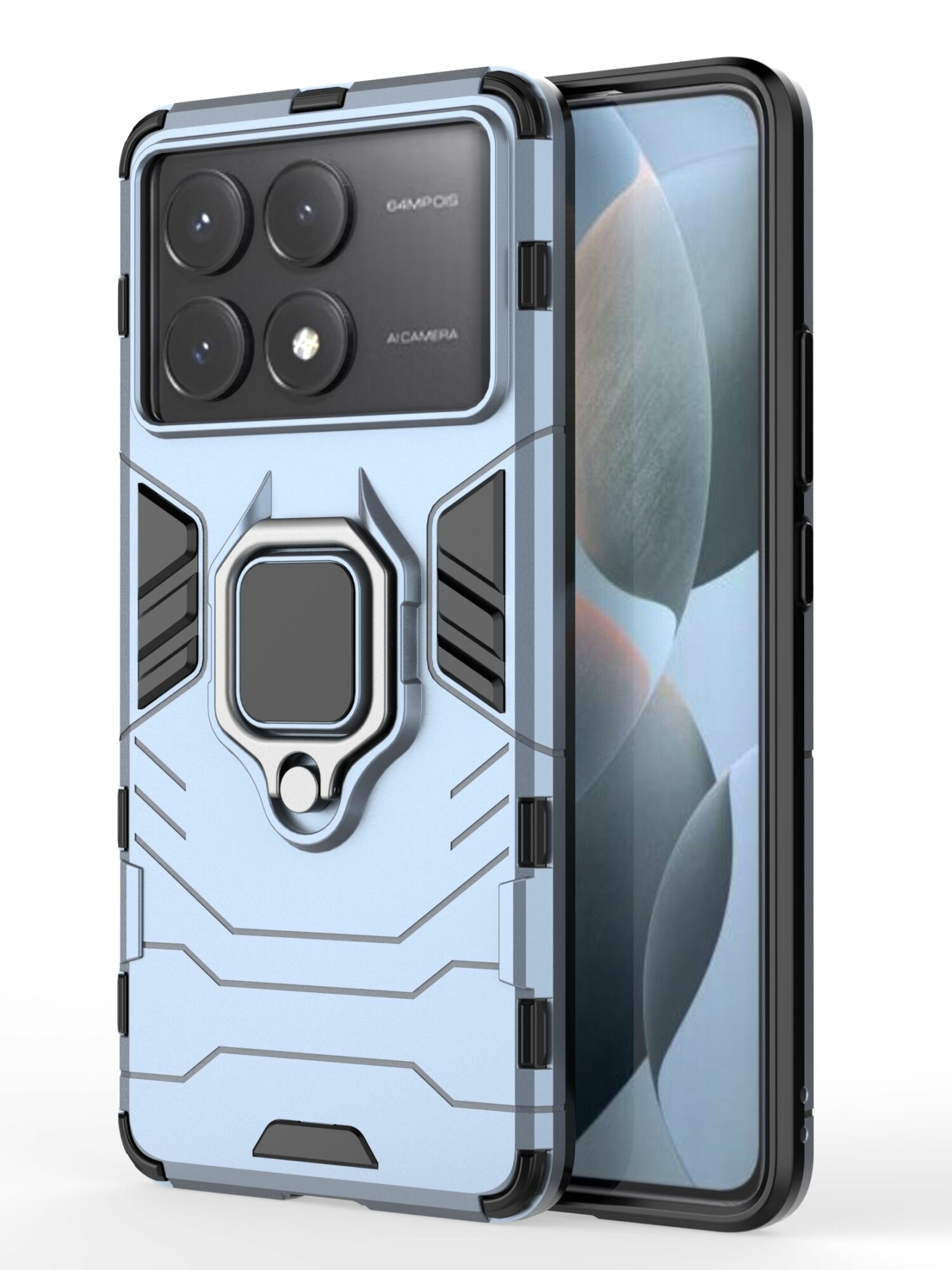 Чехол противоударный для Xiaomi Poco X6 Pro 5G / Поко Х6 Про 5G (Светло-синий)