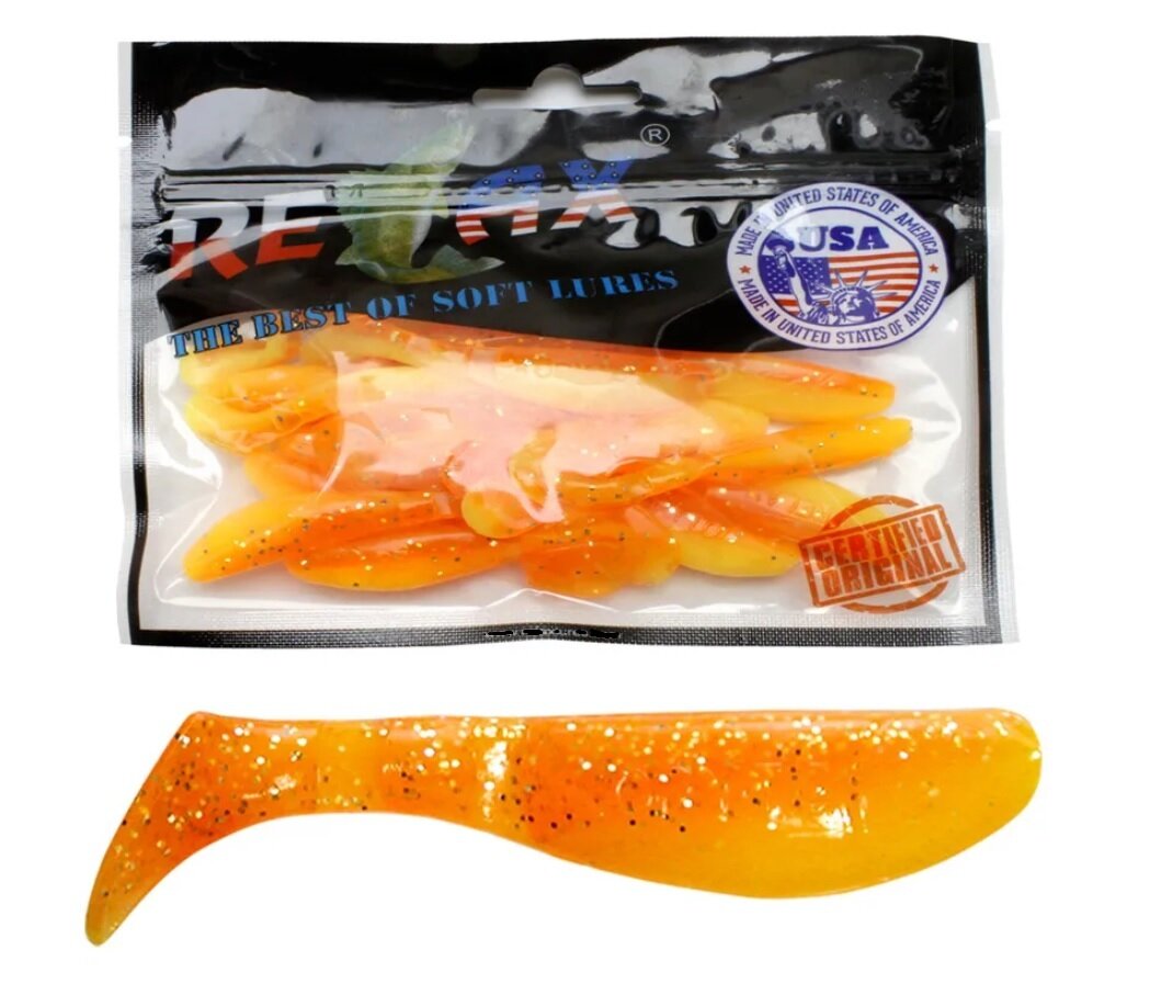 Мягкая силиконовая приманка риппер RELAX KOPYTO LAMINAT 3 (7,5cm) цвет L119 (Silk, Orange-silver Glitter, Laminated) 1 уп. по 10 шт.