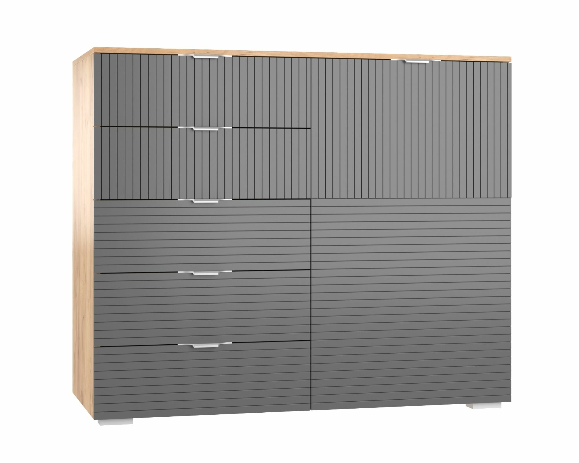 Комод для вещей "Аметист 5" 120х100х50, дуб крафт золотой / графит