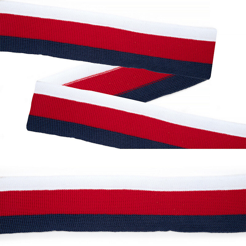 Тесьма лампас (лента лампасная) шир.40мм цв. т. синий/красный/белый упак.10 м
