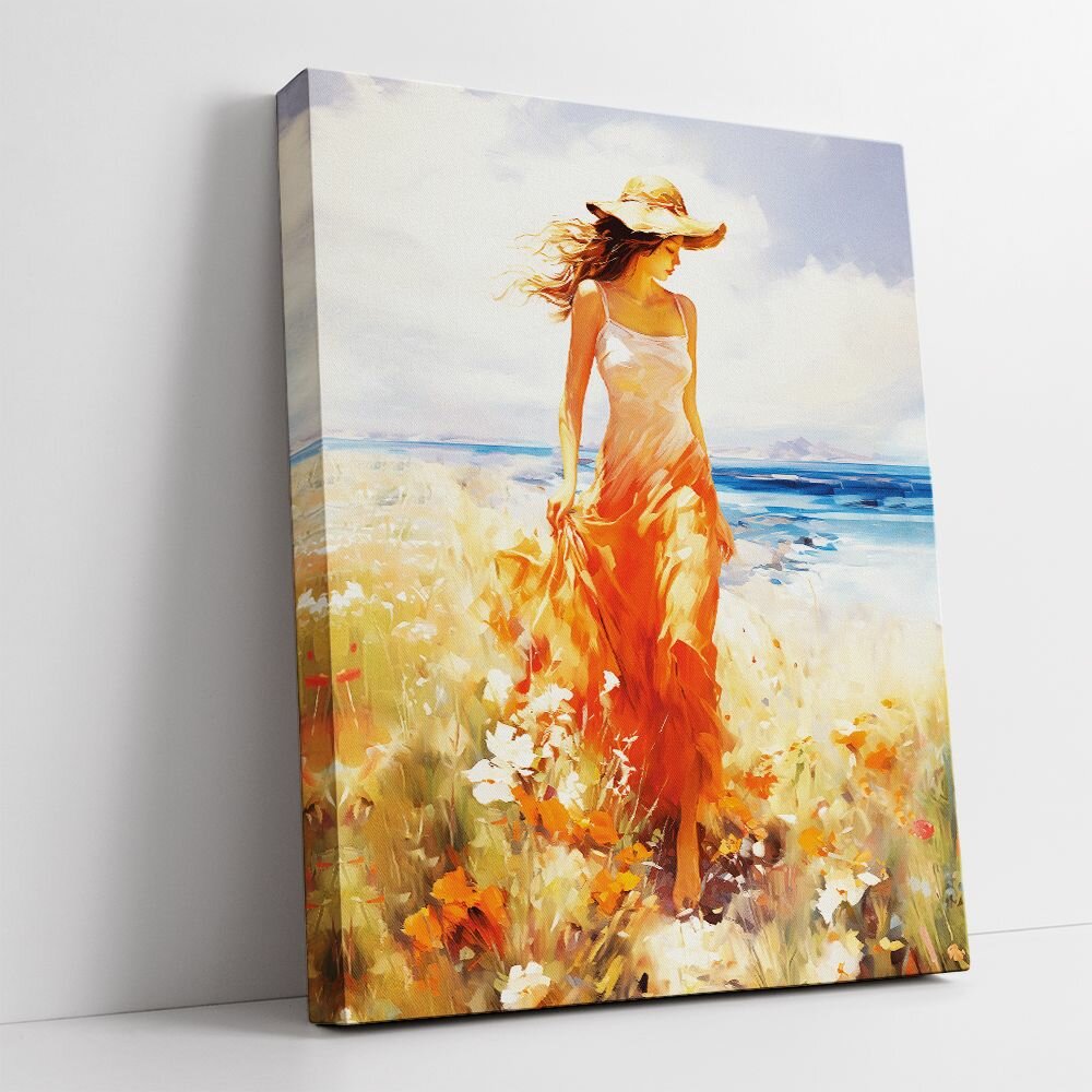 Картина на холсте "Девушка в красном платье" 50*70 см