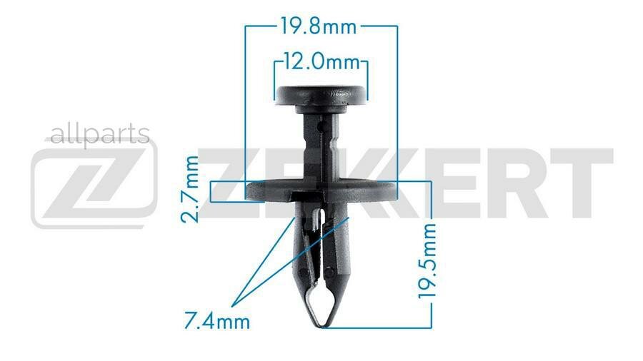 ZEKKERT BE-1715 Клипса крепёжная Chrysler (миним. кол-во заказа 10 шт)