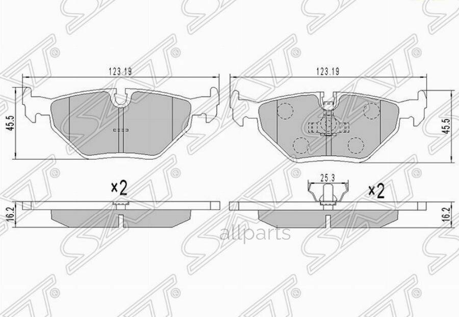 SAT ST-34216778168 Колодки тормозные (Сзади) BMW 3-Series 90-06 / Z4 02-08