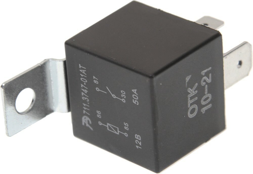 Реле защиты стартера ВАЗ-2110, ГАЗ, ЗИЛ силовое 12V 50А 4х-конт. без резистора, с кроншт. (Автотрейд)
