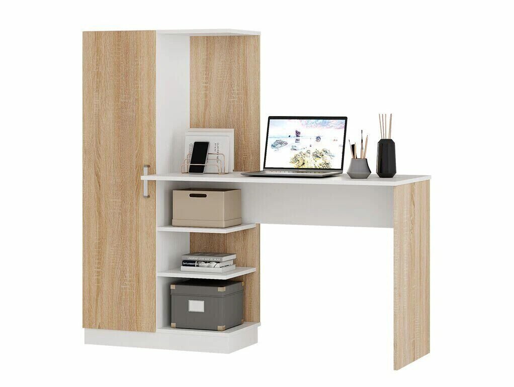 Стол компьютерный «бейсик», дуб сонома/белый (1449х506х1350)