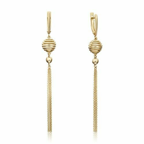 Серьги, желтое золото, 585 проба