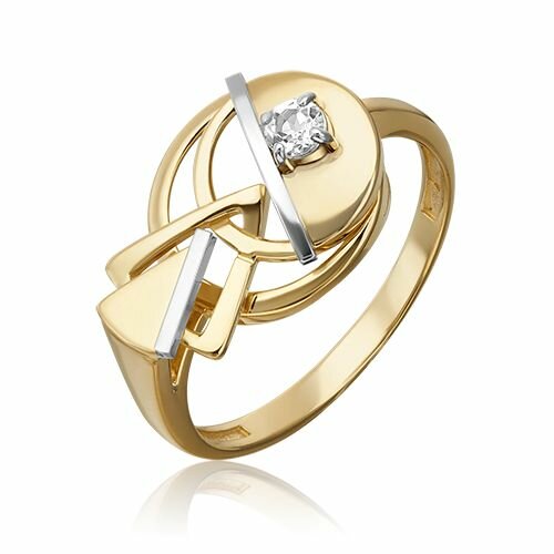 Кольцо, комбинированное золото, 585 проба, родирование, топаз