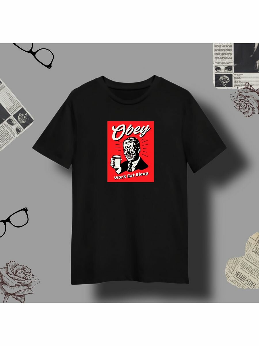 Футболка с надписью obey пришелец
