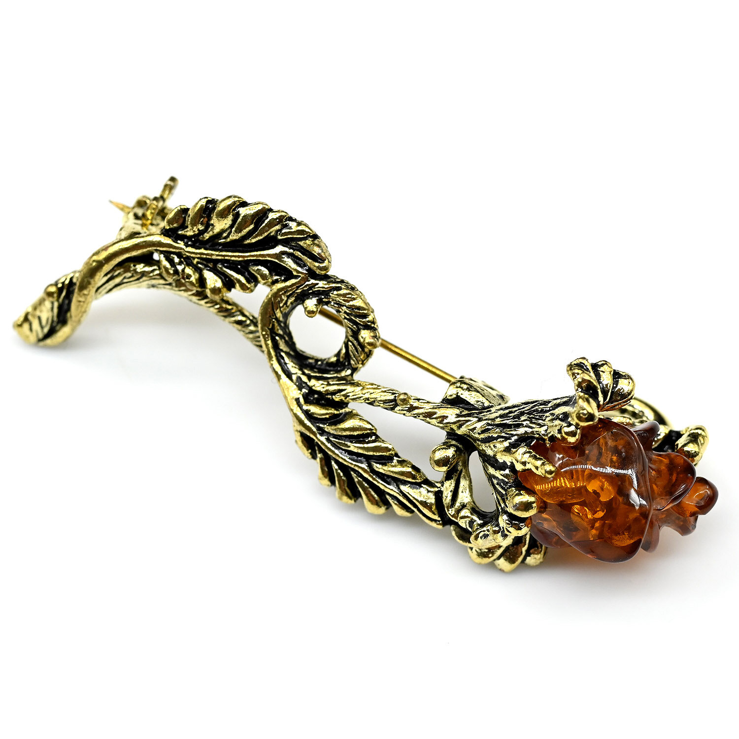 Брошь, янтарь
